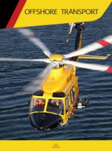 Helicopter transportation of personnel to and from offshore facilities.